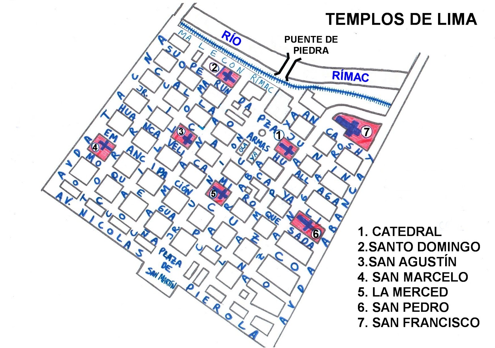 HISTOGEOMAPAS: LIMA COLONIAL: MAPA DE MONUMENTOS