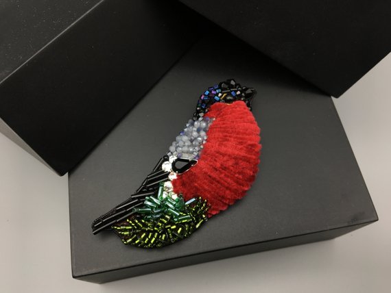 Modern Art Bead Embroidered Brooches by Crochet OK Studio / The Beading Gem