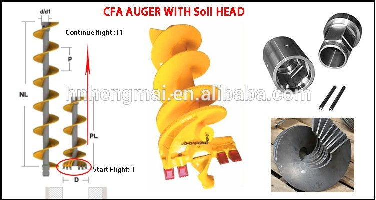Hunan HM Machinery Co.,Ltd.: CFA Continuous flight auger with Soil head