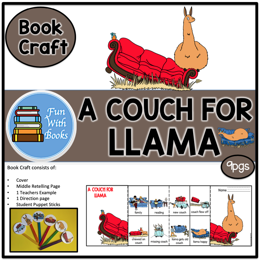 A COUCH FOR LLAMA BOOK CRAFT ~ Book Units by Lynn