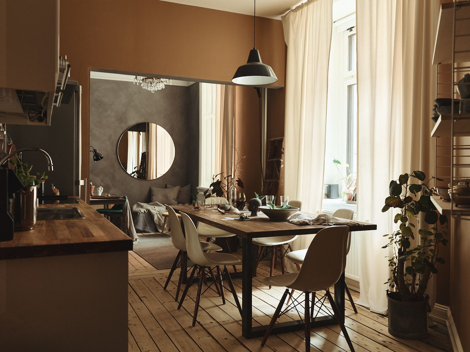 A Scandi apartment in warm caramel hues