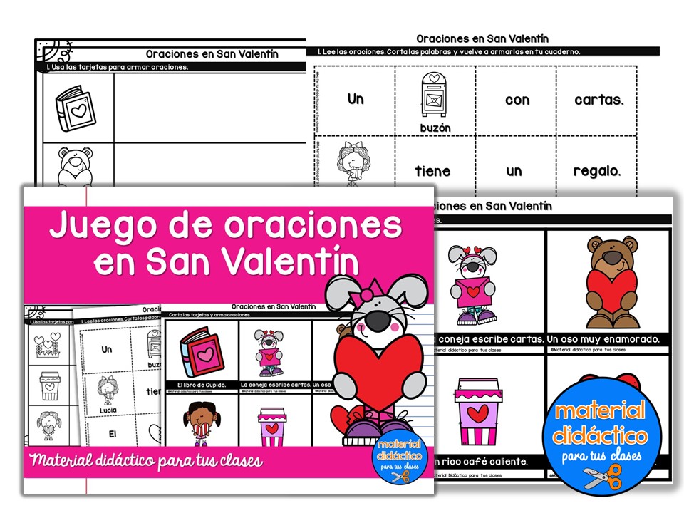 Las oraciones en San Valentín - Material Didactico para tus clases
