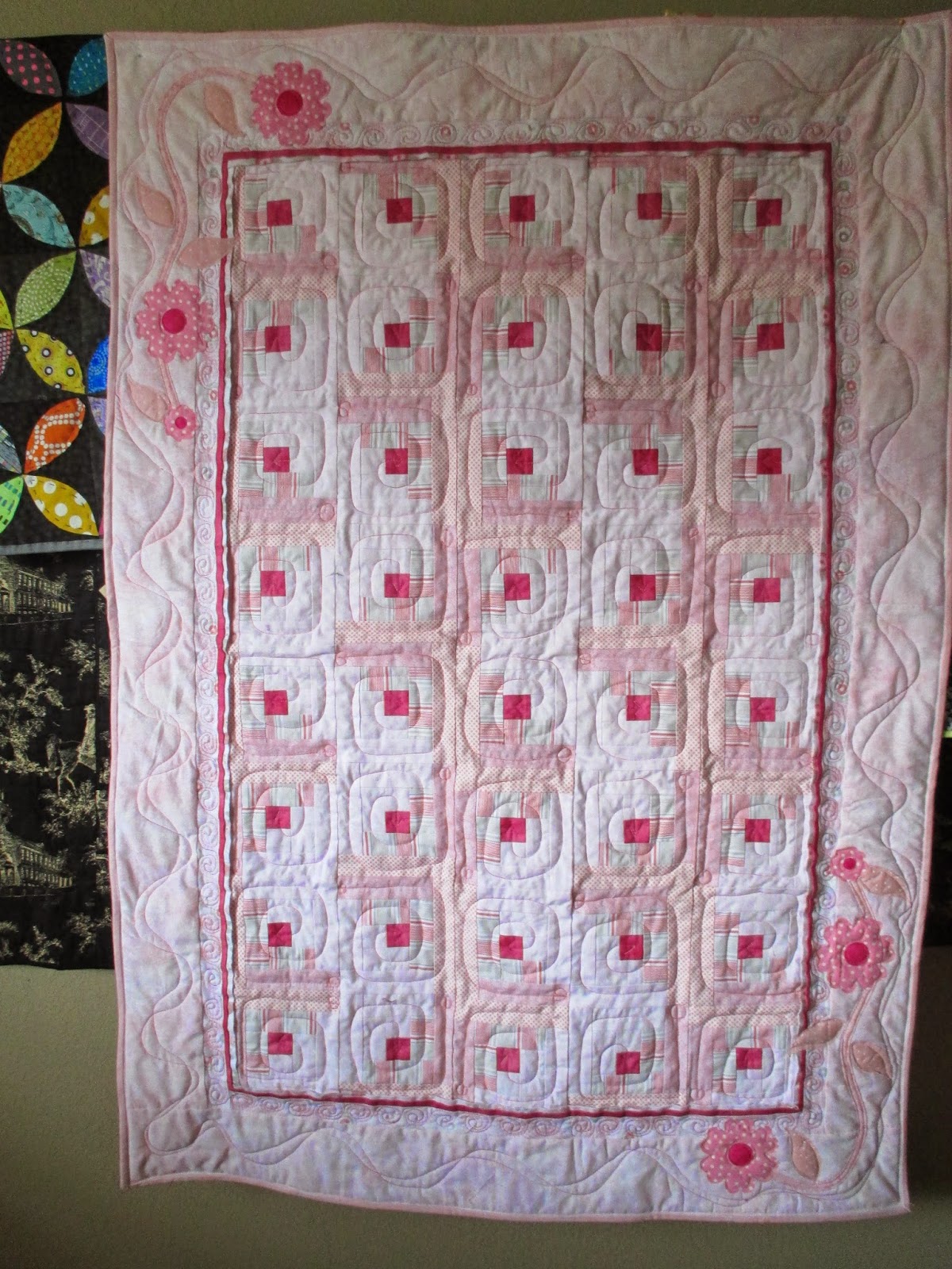 Born 2 Quilt: Pink, Pink, Pink baby girl quilt. Chevron Log Cabin