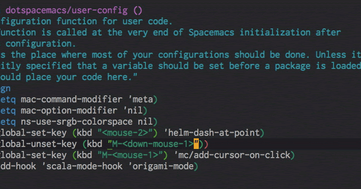 More Emacs Configuration Tweaks Multiple Cursor On Click Minimap Code Folding Ensime Eval