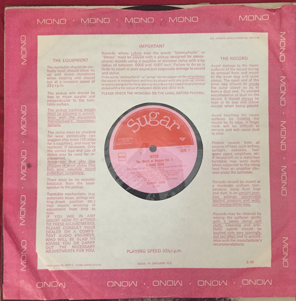 Compartilhando Reggae: Claude Sang - The World Of Reggae Vol.1 LP 1970