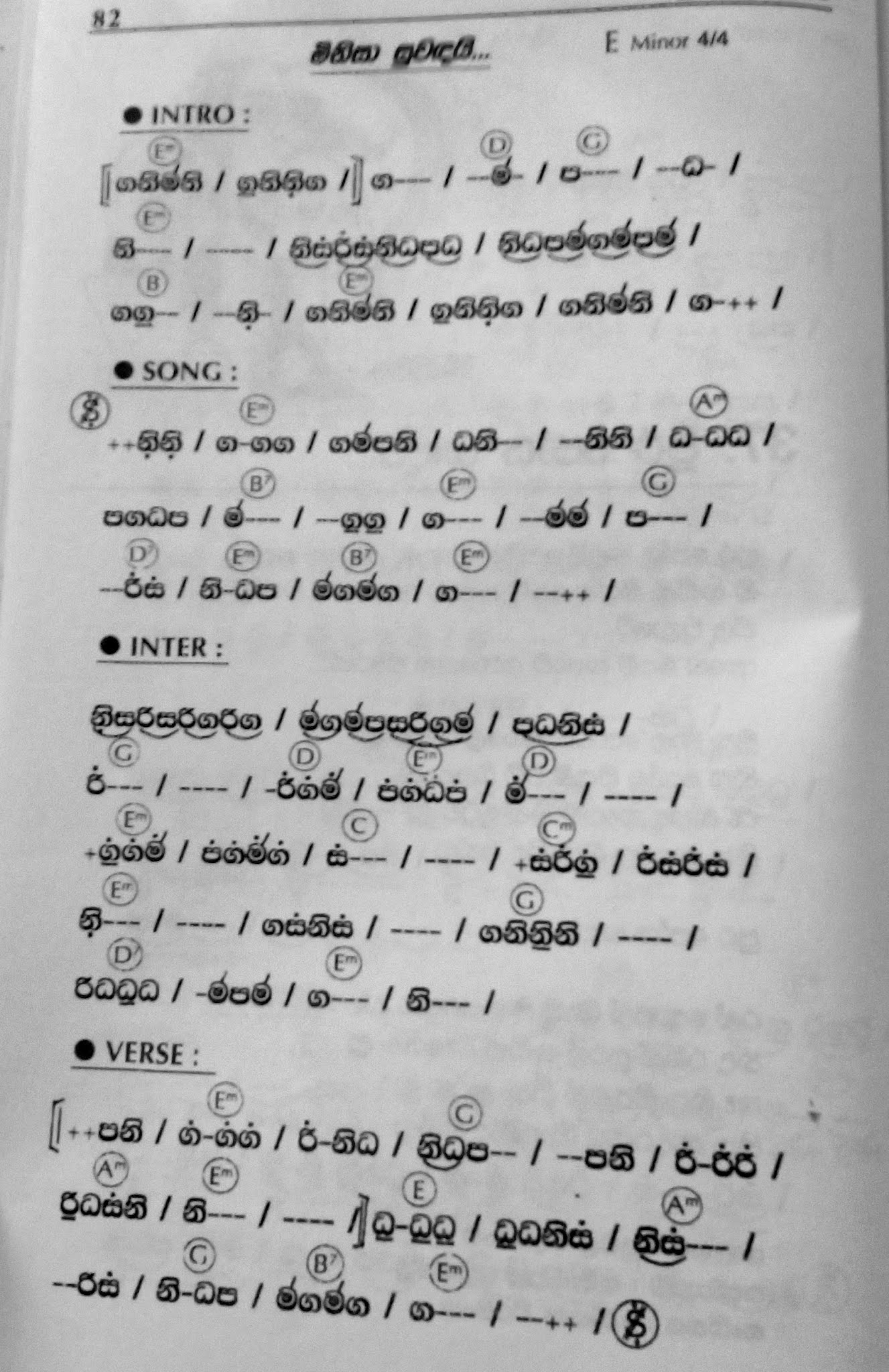 Ma Hada Thula Notation