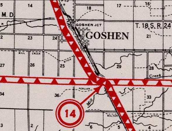 Old US Route 99 in Goshen, Traver, and the Kings River Vicinity