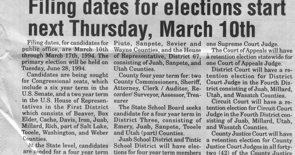 March 2, 1994-Filings for Elections Start
