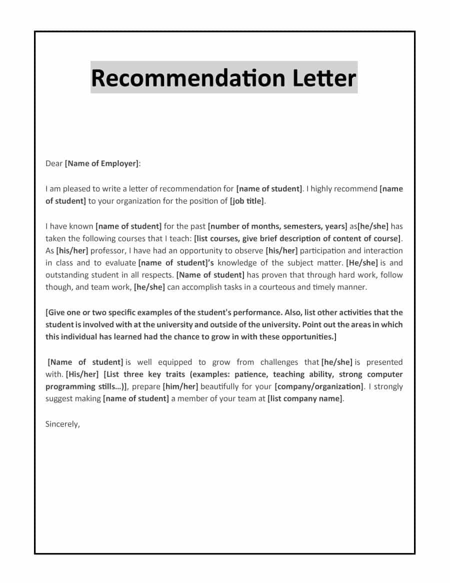 Free Printable Letter Of Recommendation Template ~ Resume Letter