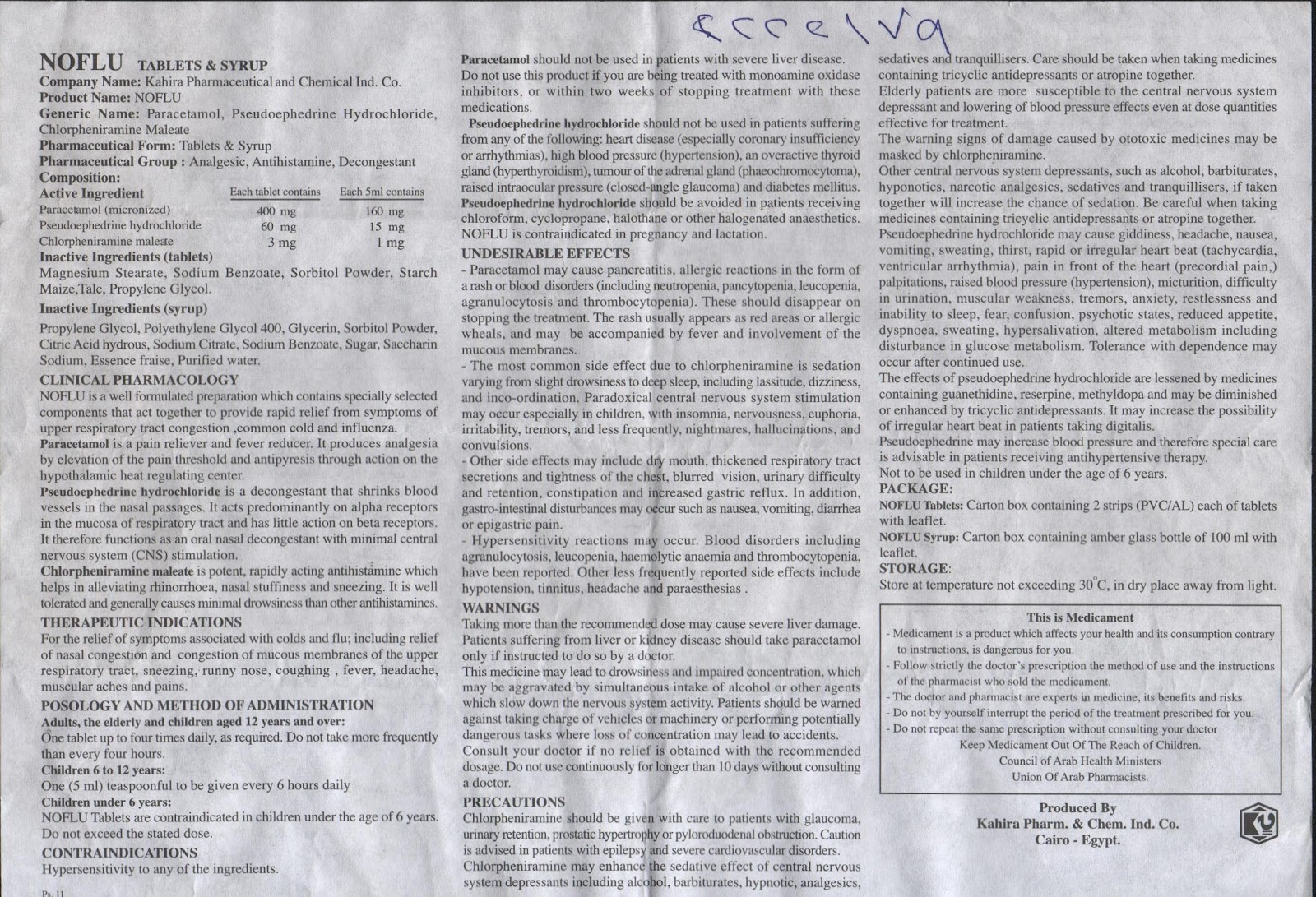 Drug Pamphlet: NOFLU