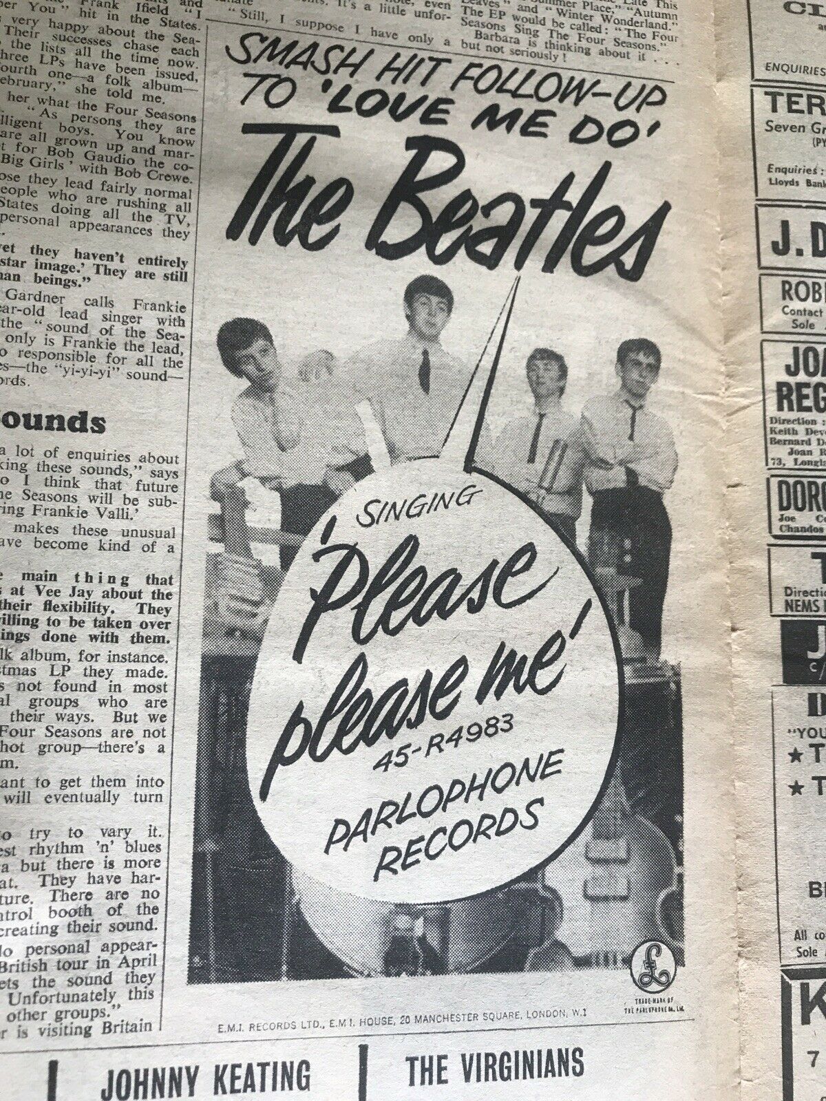 Vintage Beatles ad for "Please Please Me," 1963