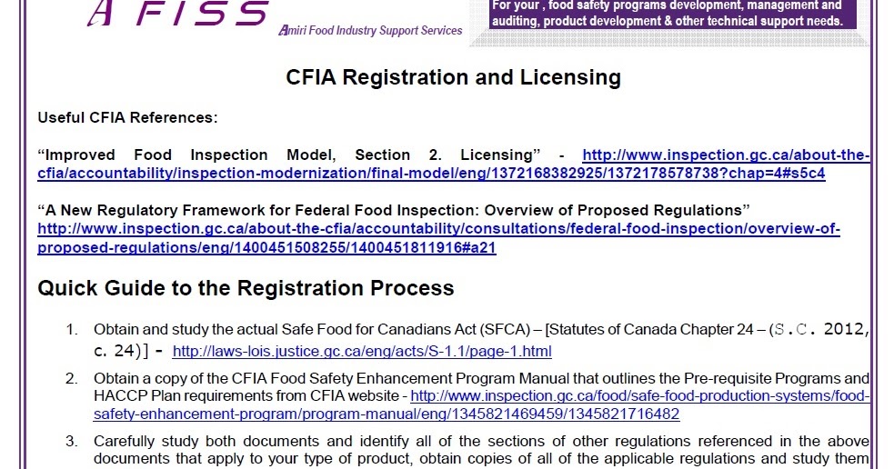 GCSE-Food & Health Protection : Free Quick Guide to SFCA Required CFIA ...