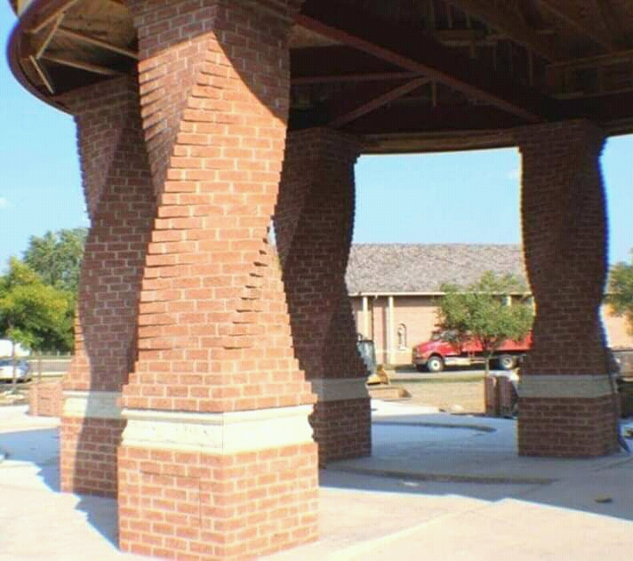 Twisted brick work columns
