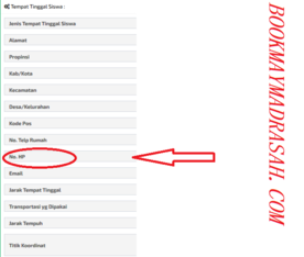 Cara mengisi Nomor HP siswa di Emis 2020 - Book My Madrasah