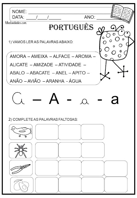 LEITURA DE PALAVRAS COM A LETRA A/ ESCRITA E ORALIDADE