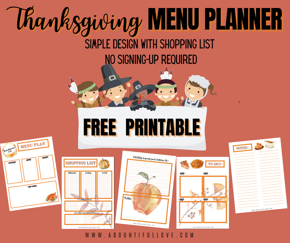 Thanksgiving Menu Planner - A Bountiful Love