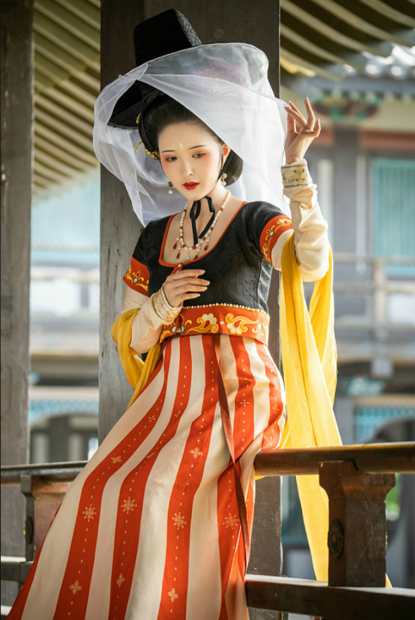 Elaborate Tang Dynasty Round Collar Robe: 唐圆领衫