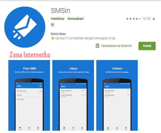 Top 7+ Aplikasi Android Untuk SMS Gratis Tanpa Pulsa - Zona Internetku