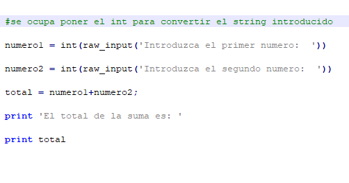 Ejemplo de suma en python