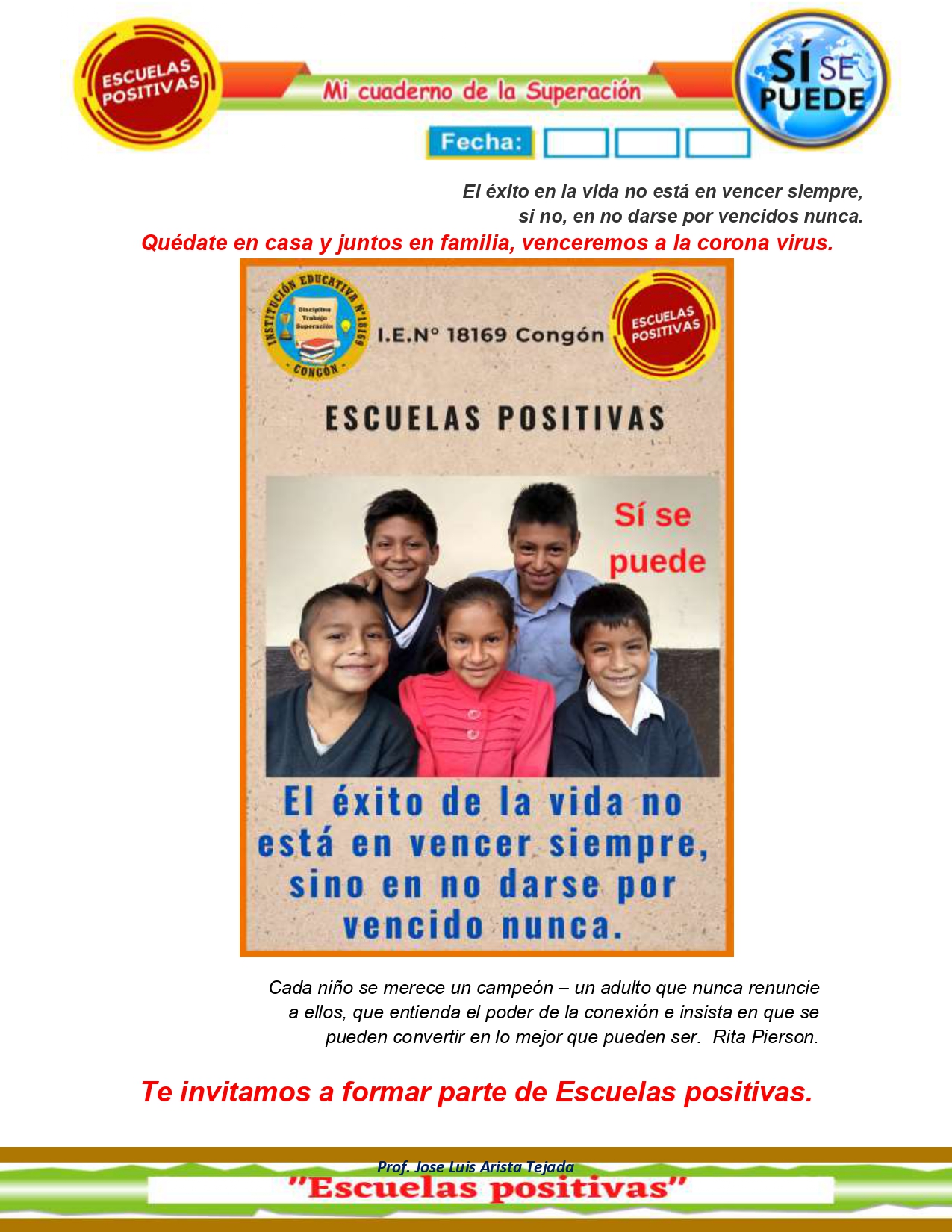 ESCUELAS POSITIVAS: Cuaderno de la Superación.
