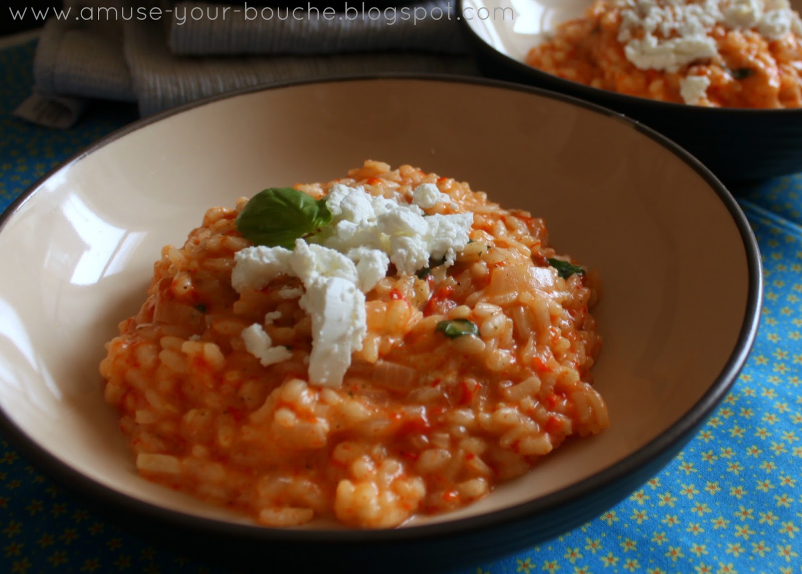 Roasted red pepper and goat's cheese risotto - Amuse Your Bouche