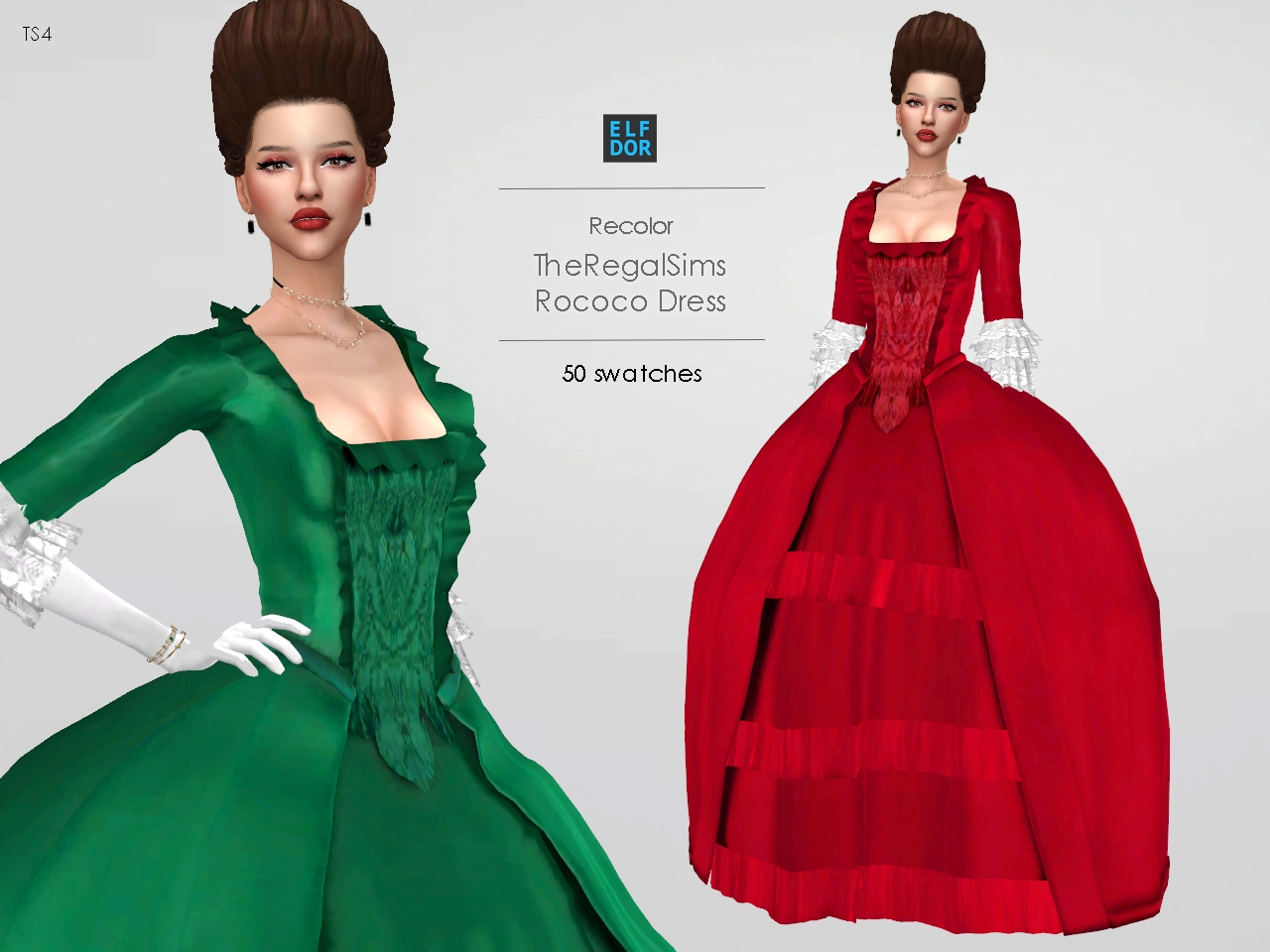 The Regal Sim Rococo Dress RC - ELFDOR