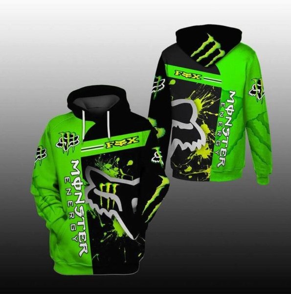 (Official) Green Monster Energy Fox Racing 3D Hoodie, T-shirt