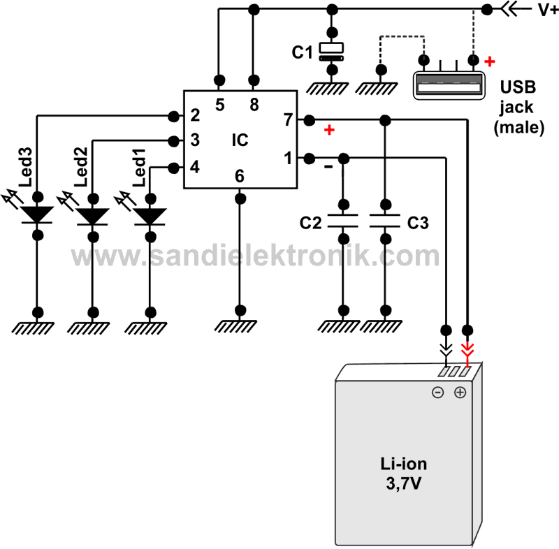 3582DA, Charger Baterai Li-ion 3,7V | Sandi Elektronik