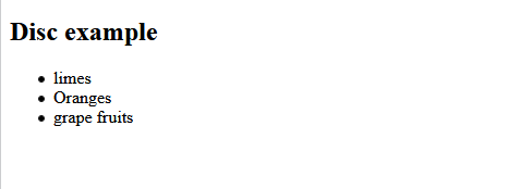 HTML code to create unordered list in fruit