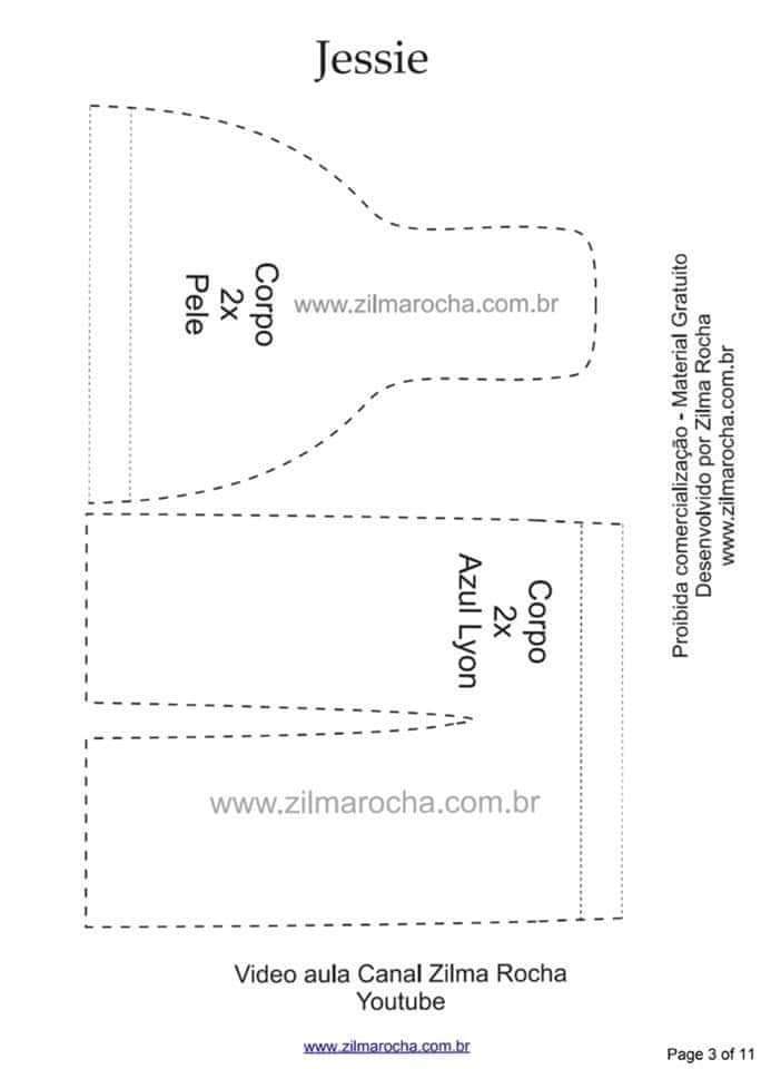 Molde Jessie toy story em feltro - Feltro e moldes para artesanato