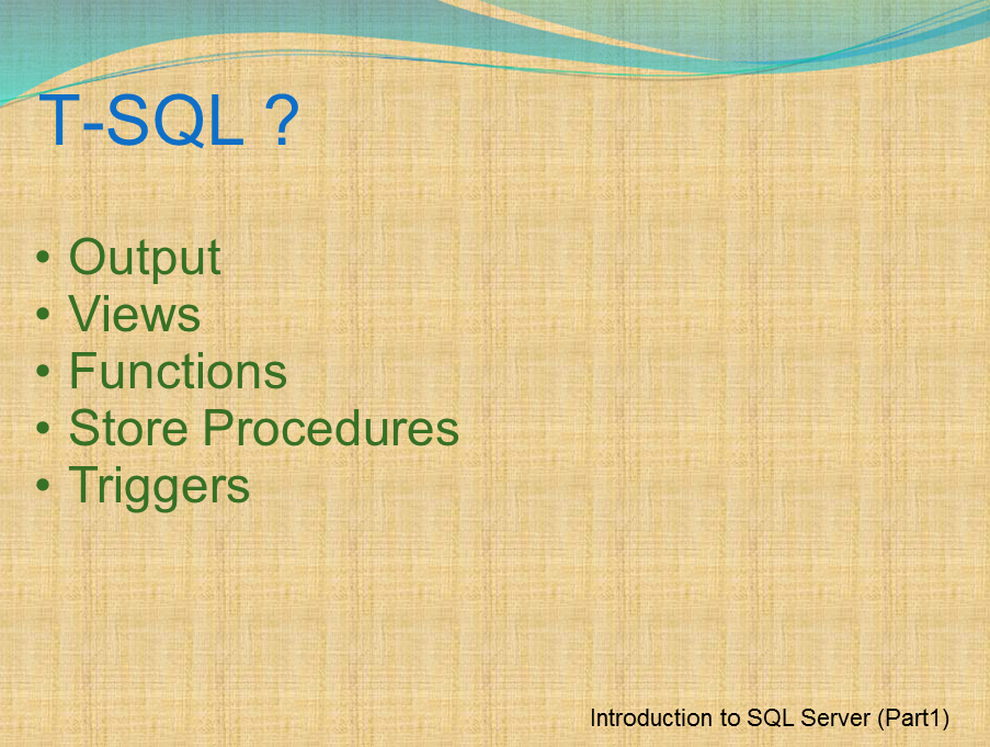 Sql Server knowledge sharing blog: Presentation -- Introduction to ...