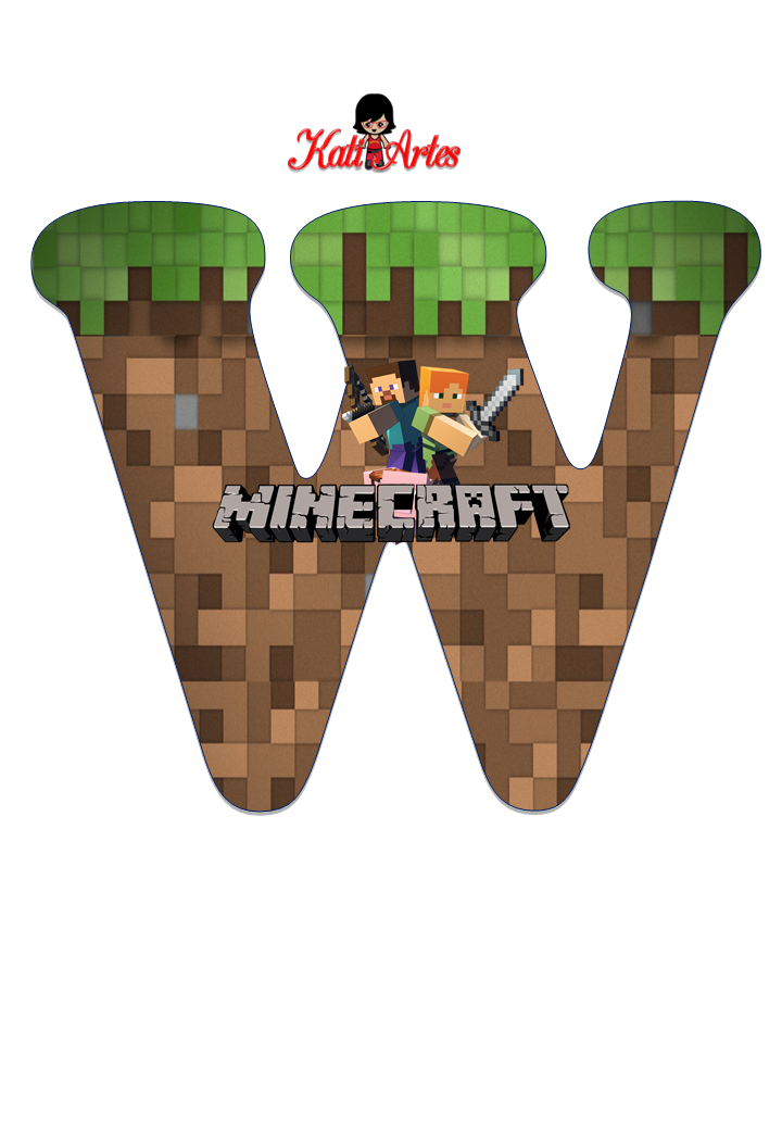 Molde de letras e números Minecraft para imprimir - Festa Free