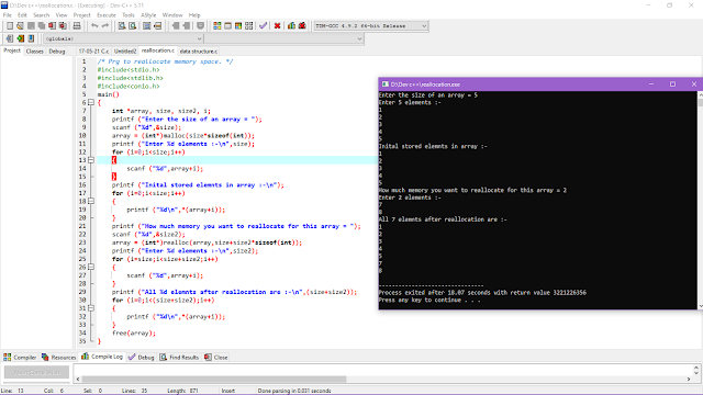 Dynamic Memory Allocation in C using realloc ( ) function