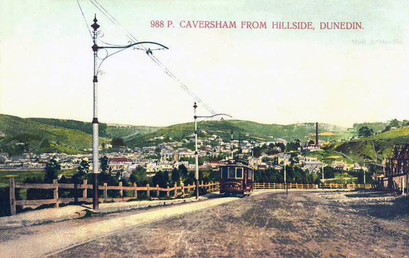 transpress nz: tram near Caversham, Dunedin, circa 1910