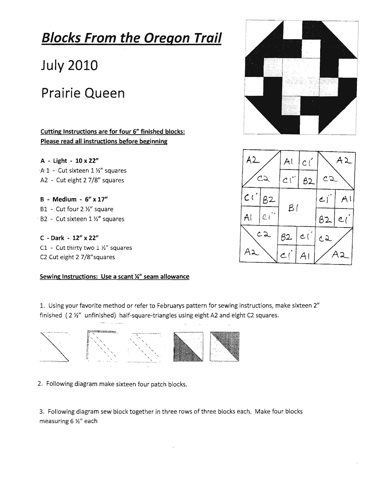 Welcome Home Farm: Oregon Trail Quilt: Prairie Queen