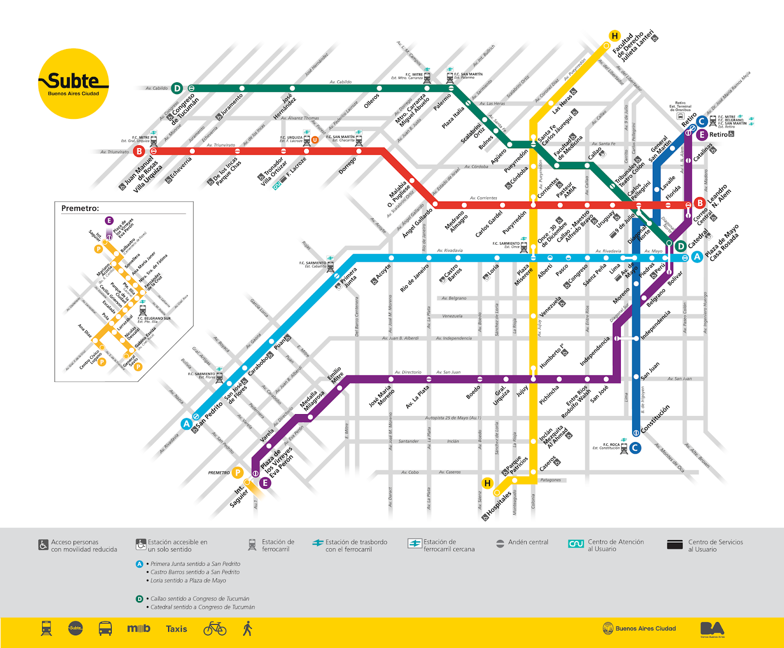 Mapas del metro de Buenos Aires - Subte - Conmimochilacuestas