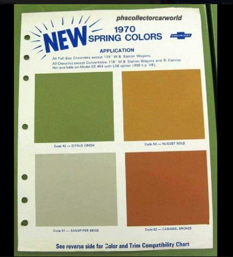 1969 Chevelle Paint Codes