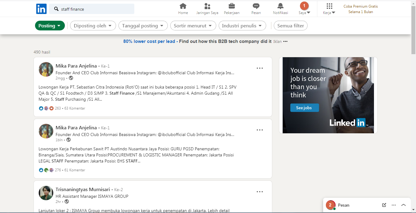 Trik Rahasia Mencari Lowongan Kerja di Linkedin