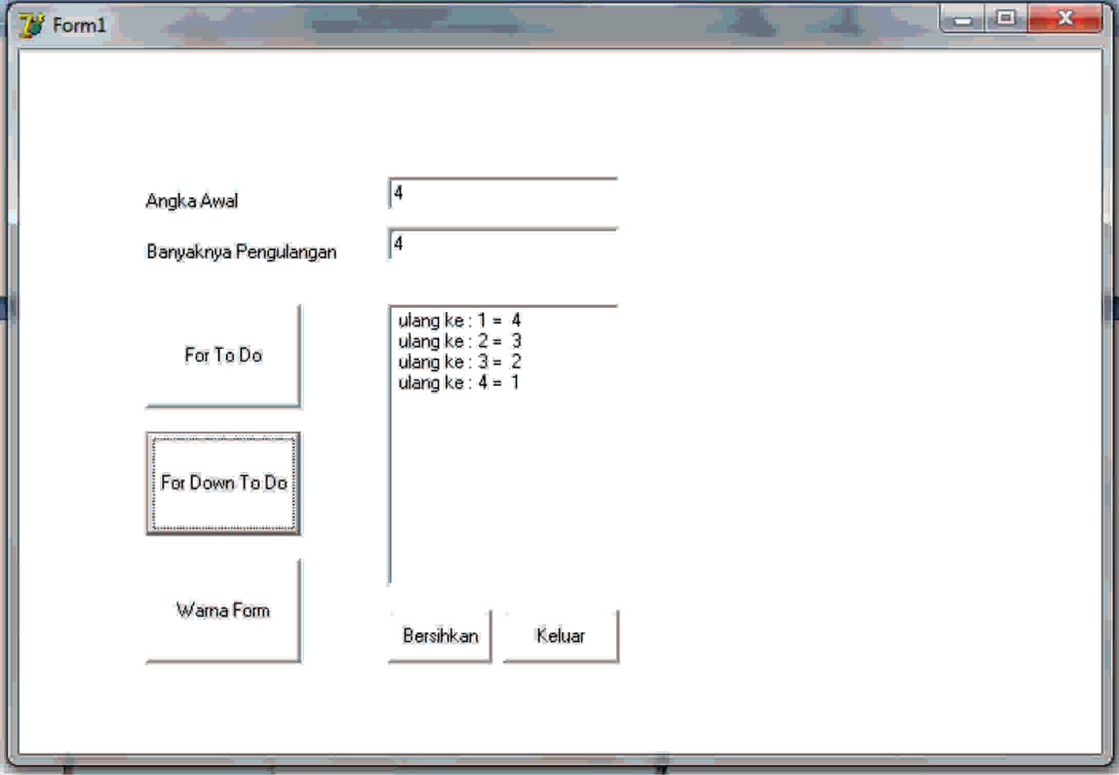 Program sederhana Delphi Pengulangan dan Percabangan | Pengetahuan