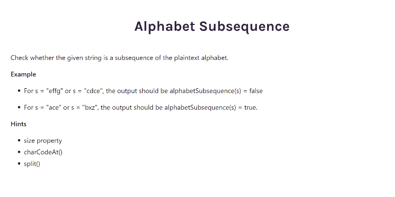 Alphabet Subsequence | COMPUTER PROGRAMMING