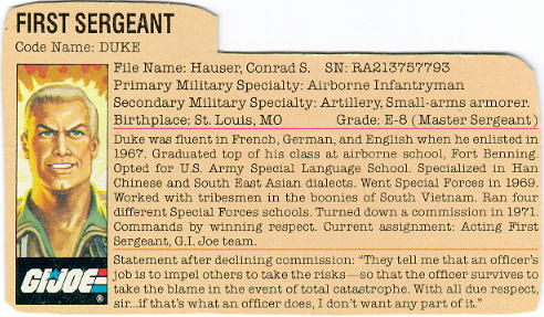 GI Joe File Card: Duke and Roadblock