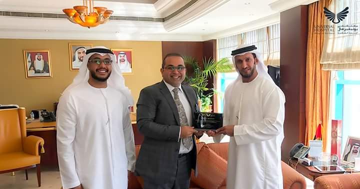 Welcome H.E. Sheikh Abdulla Bin Mohamed Al Hamed Chairman of the Health Department and member of ...