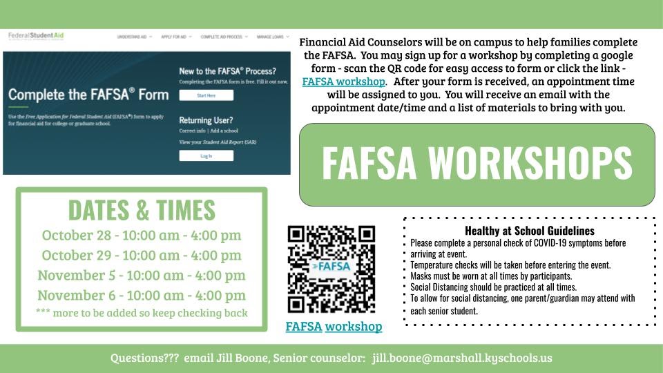 Class Of 2023: More Fafsa Workshop Dates