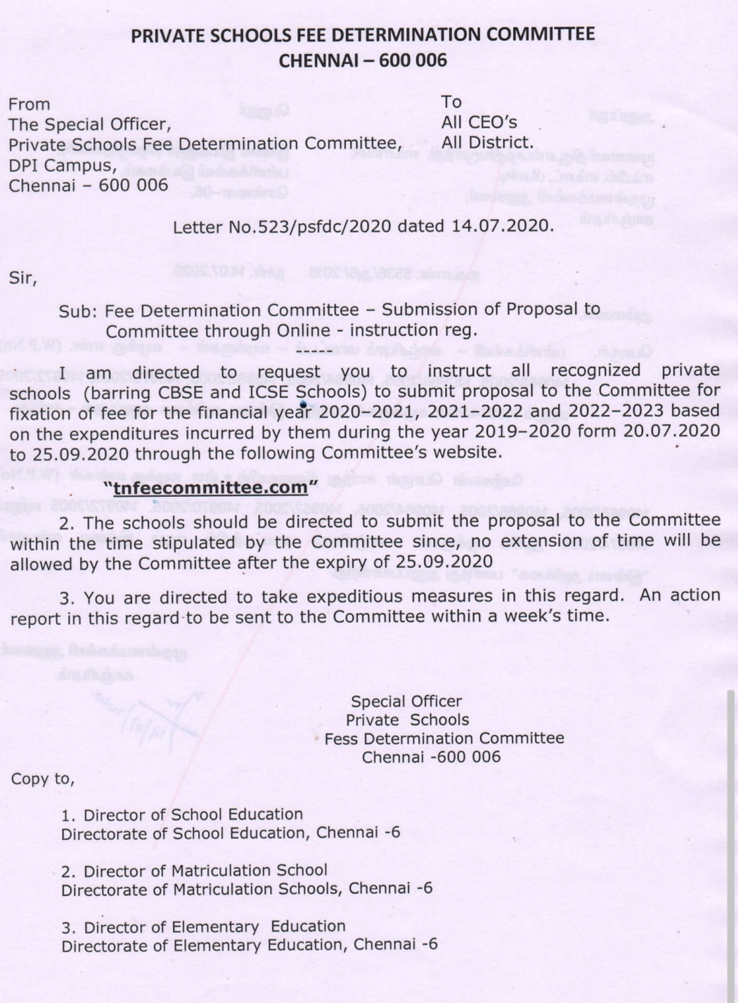 Fee Determination committee - Submission of proposal to committee ...