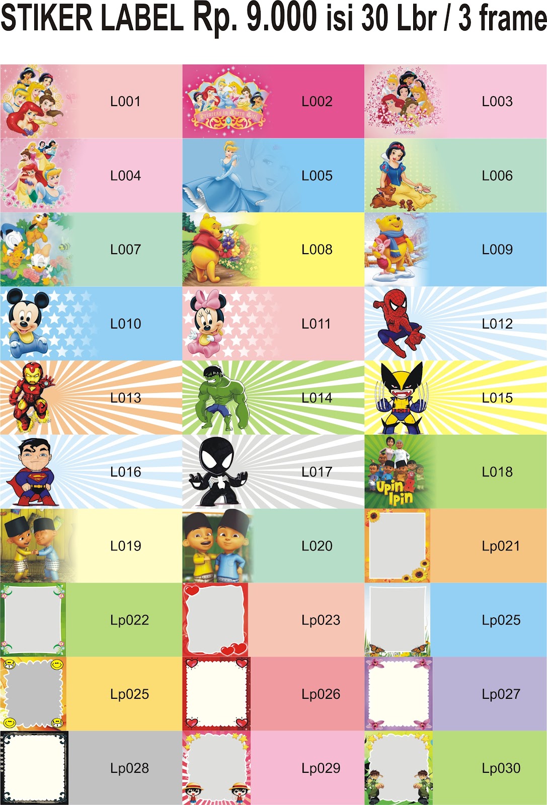 Digital Printing: Stiker label Nama Anak