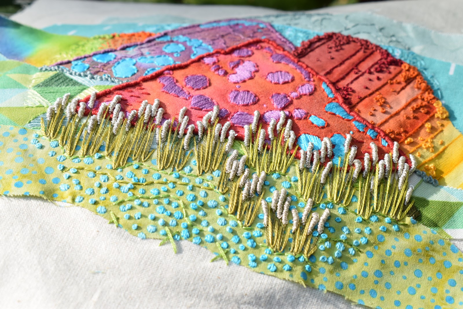 Dotty Textiles: Over The Rainbow Hills Stitchscape