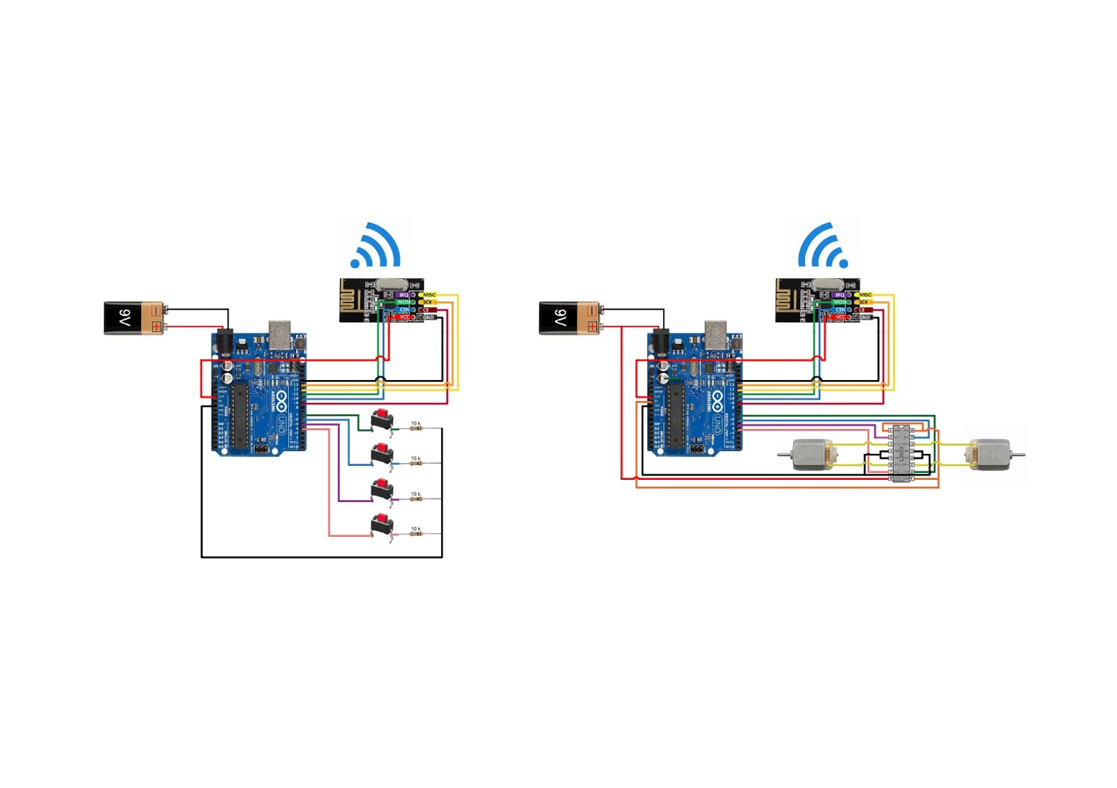DC motor controlled by push button using Arduino & Tranceiver - Wireless...