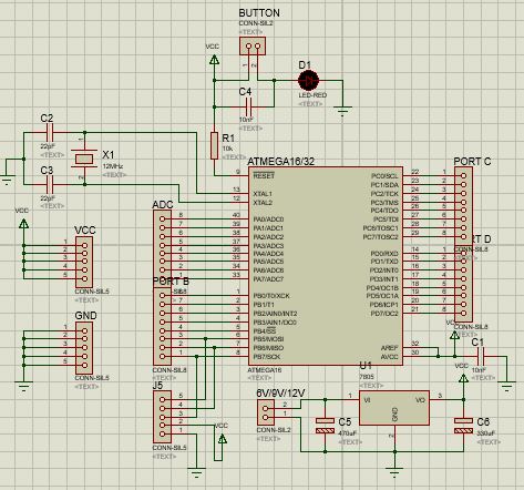 ATMEGA16/32 System Minimum Circuit ~ Electrical Engineering