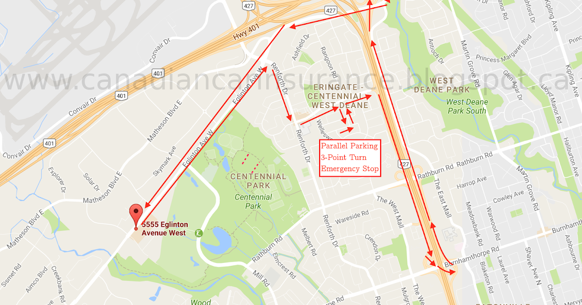 Etobicoke G Road Test Route Maps