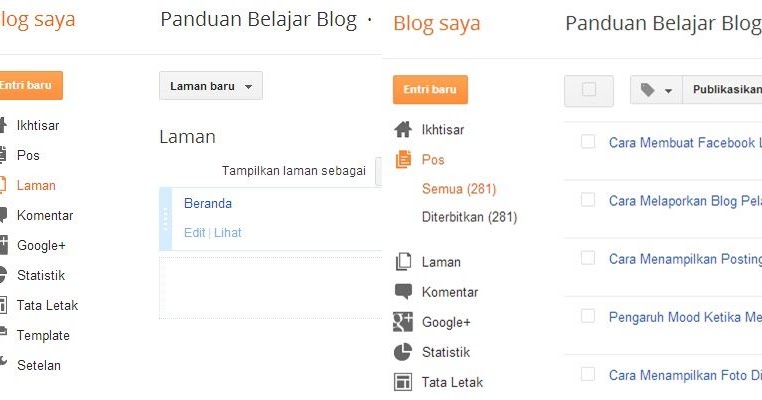 Cara Menjadi Blogger: Perbedaan Halaman Post dan Page Pada Blogspot